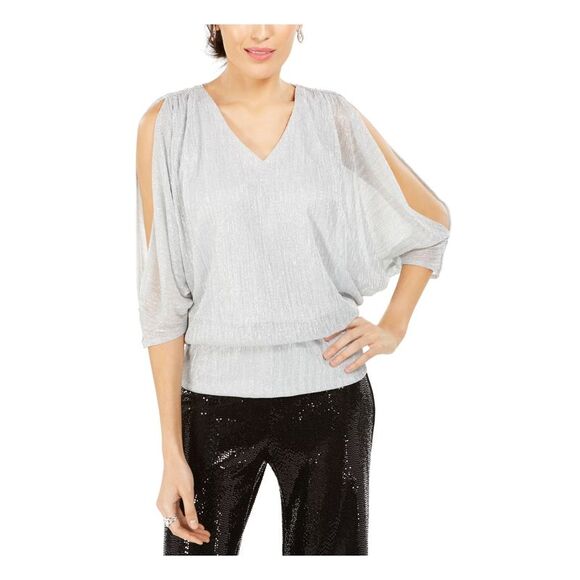 MSK PETITES | Tops | Msk Petites Womens Silver Semi Lined Dolman Sleeve ...